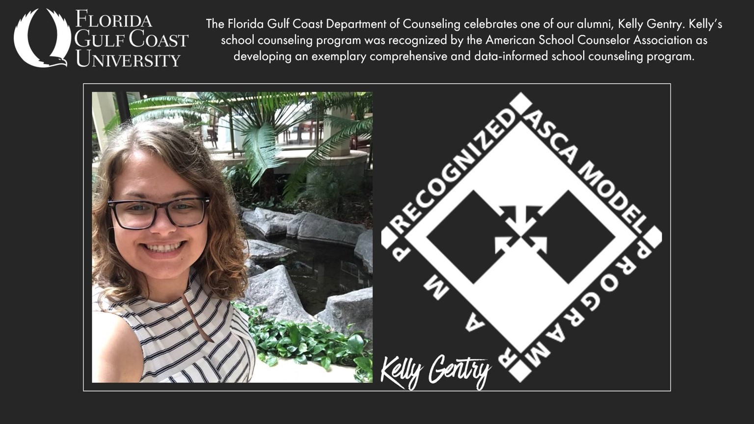 Alumna, Kelly Gentry Recognized by American School Counselor Association